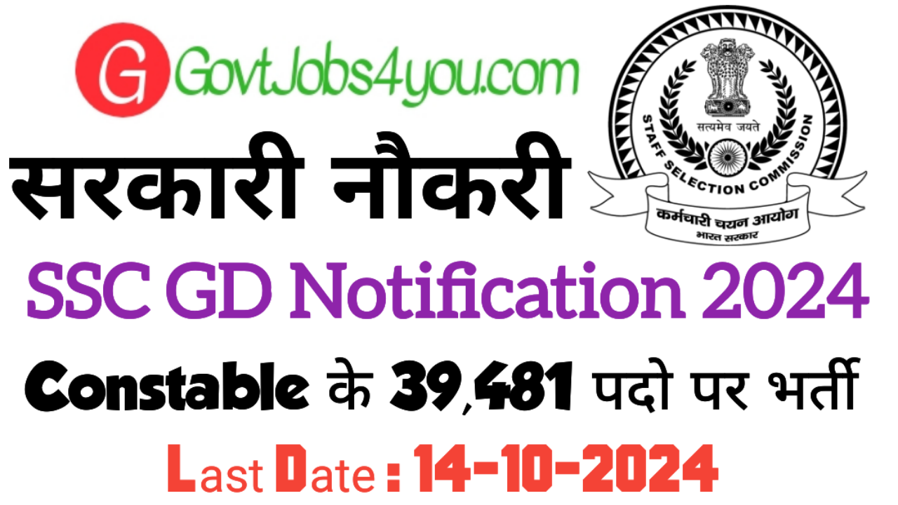 SSC GD Notification 2025 OUT For 39481 Constable Vacancies ...
