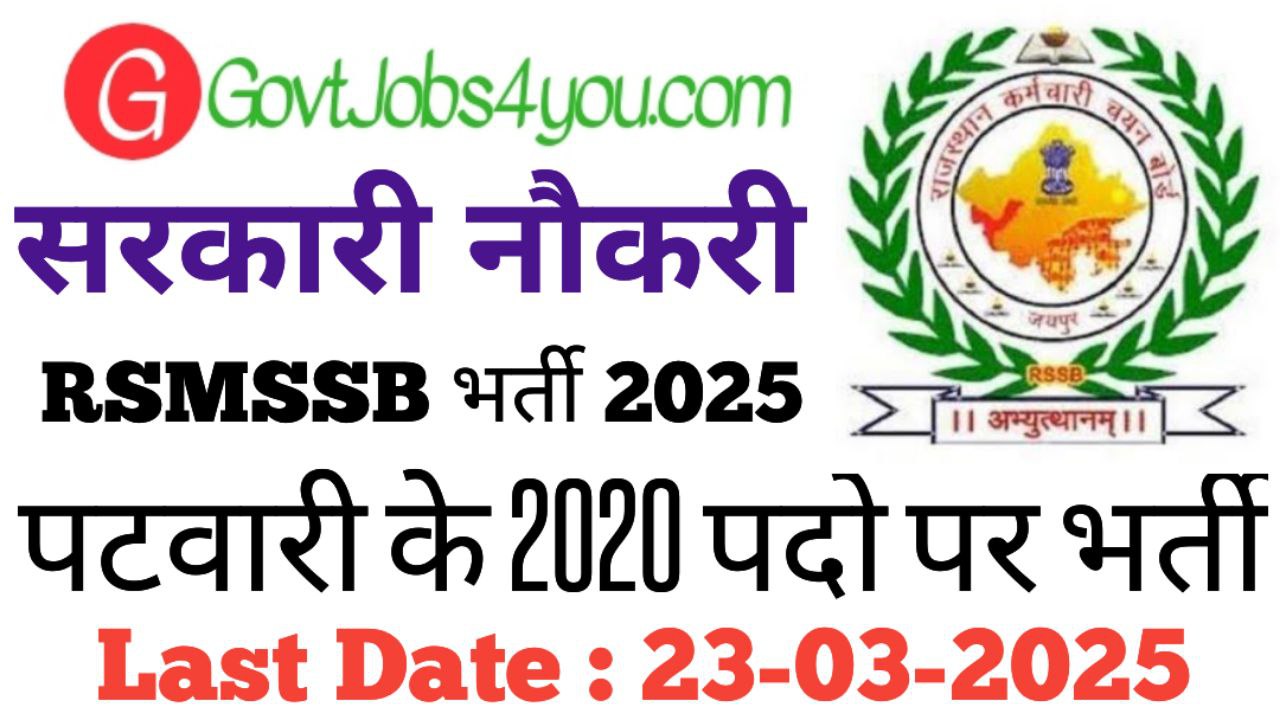 Rajasthan RSMSSB Patwari Recruitment 2025
