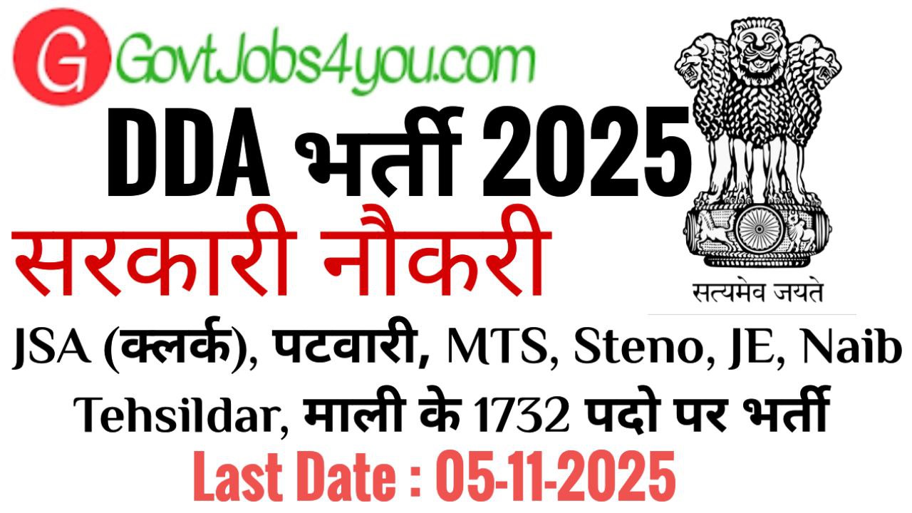 DDA Patwari MTS Recruitment 2025