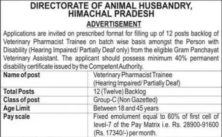 HP Animal Husbandry Recruitment 2025